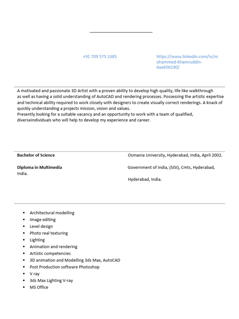 Mohammed Khamruddin 3D Visualizer | PDF