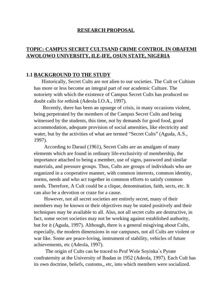 Campus Cults and Crime Control OAU | PDF