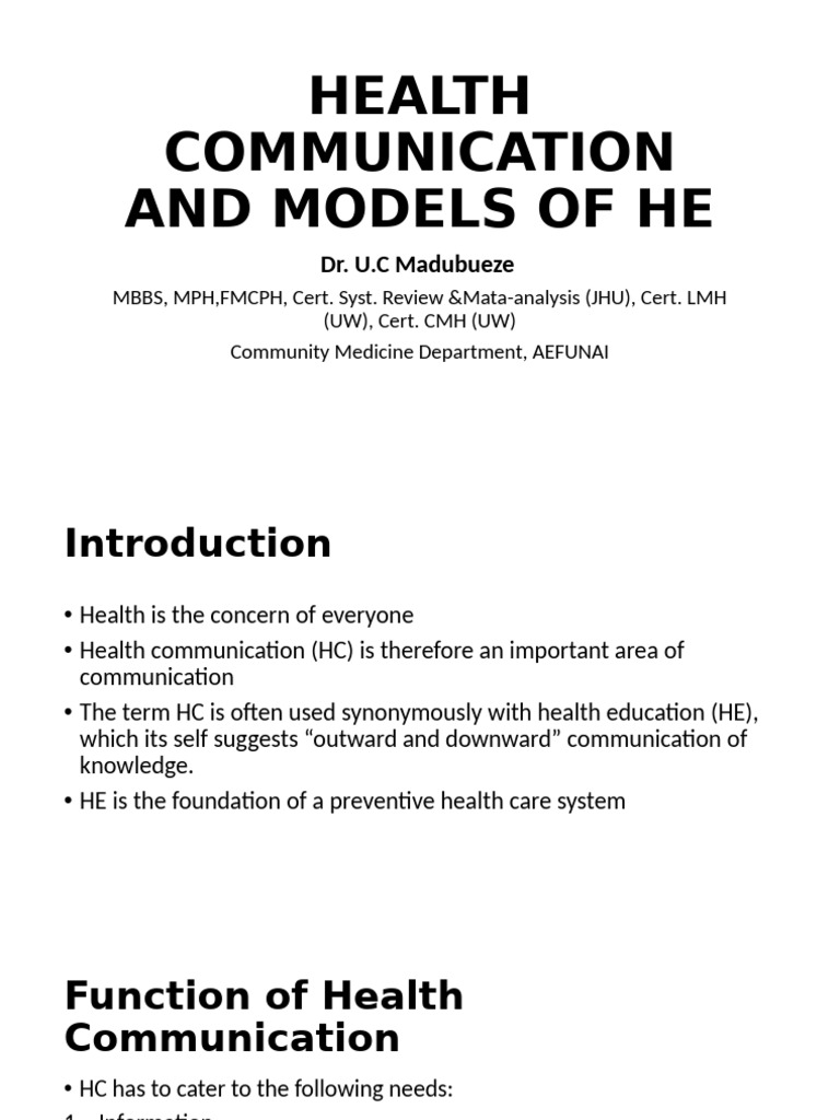 Health Communication, Models of He, Propaganda | PDF