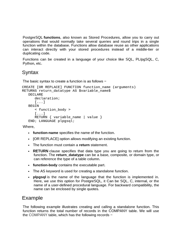 PostgreSQL Functions | PDF