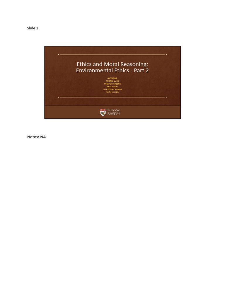 16S2 - HY0001 - Week 13a-Environmental Ethics Part 2 - V1.0 | PDF