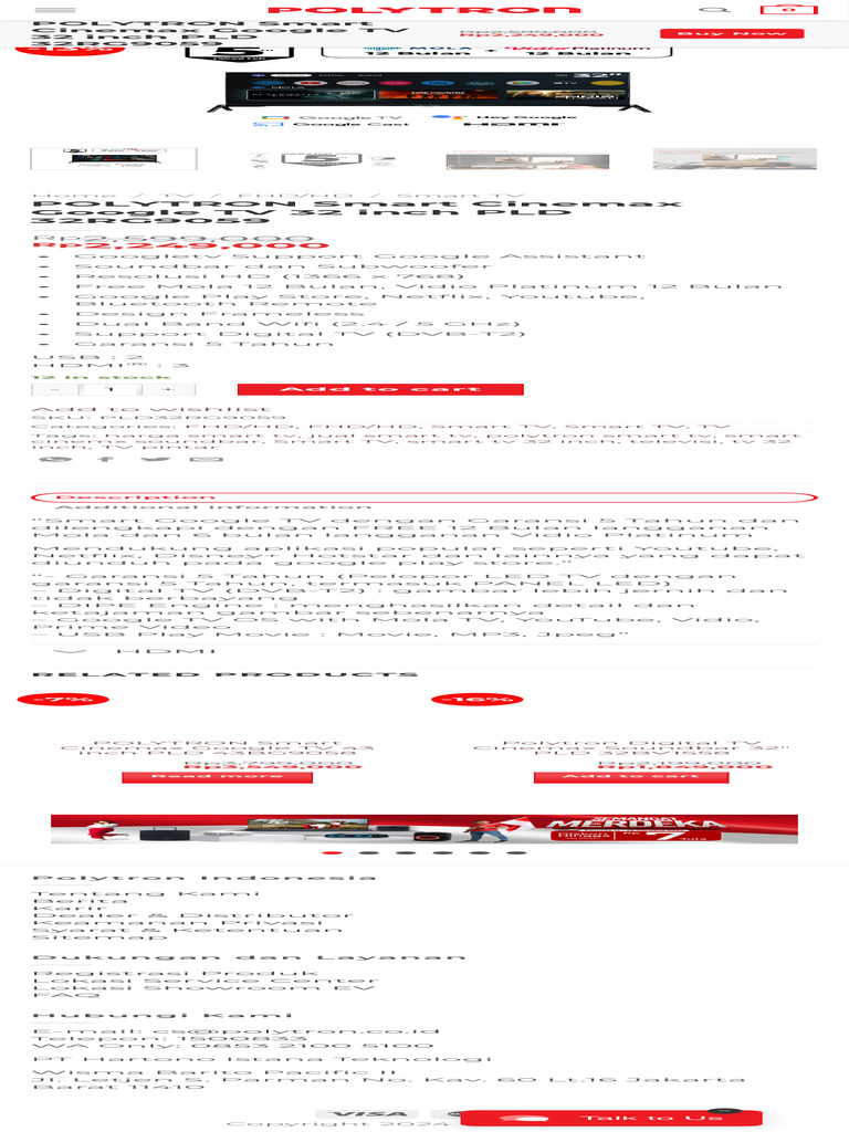 POLYTRON Smart Cinemax Google TV 32 Inch PLD 32RG9059 Polytron Official ...