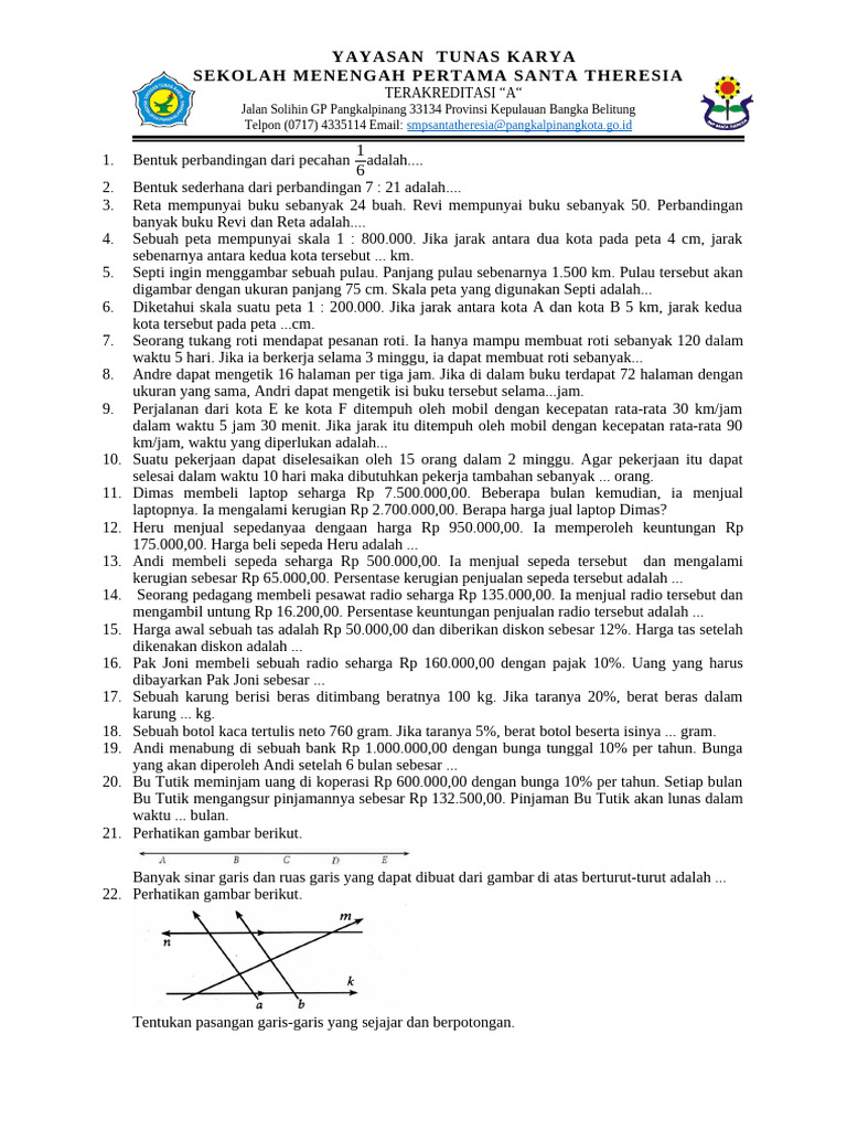 Latihan Soal PTS Genap MTK | PDF