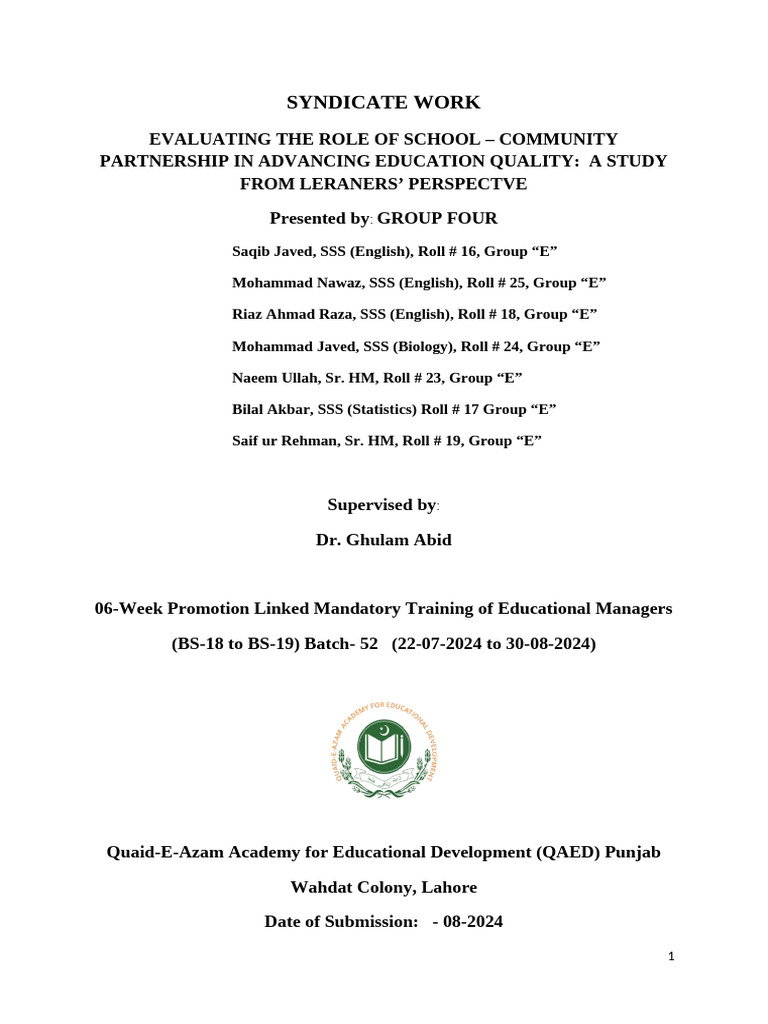 Syndicate Work Group 4 (28!8!2024) | PDF | Inclusion (Education) | Wellness