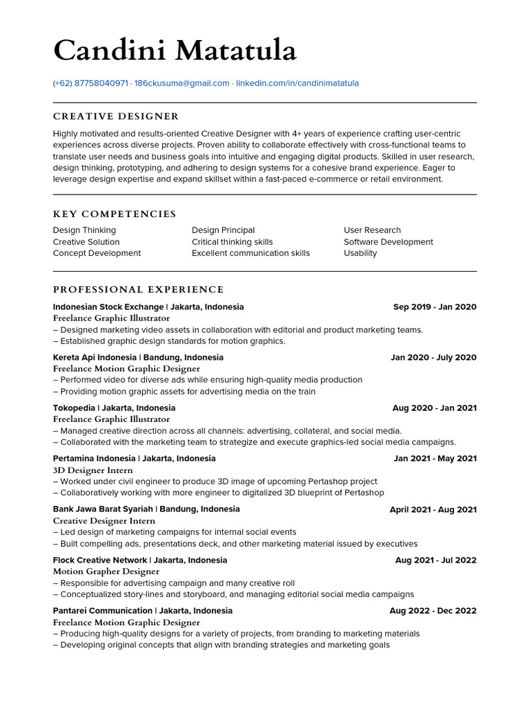 Candini Matatula: Creative Designer | PDF