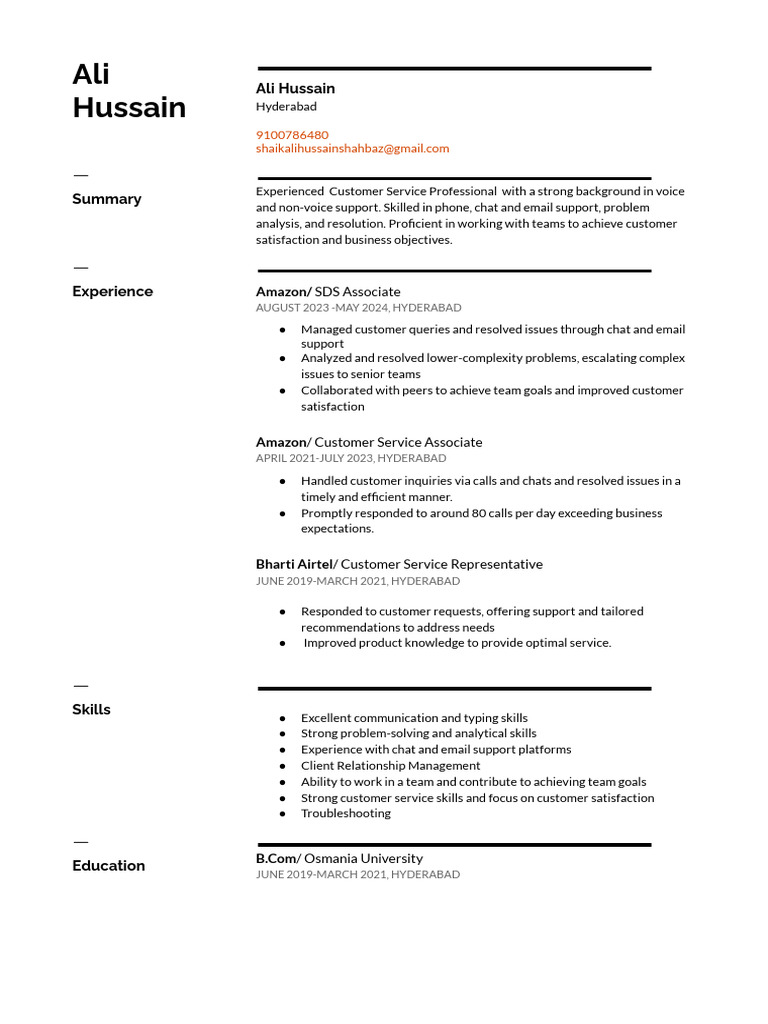 CSV Resume | PDF