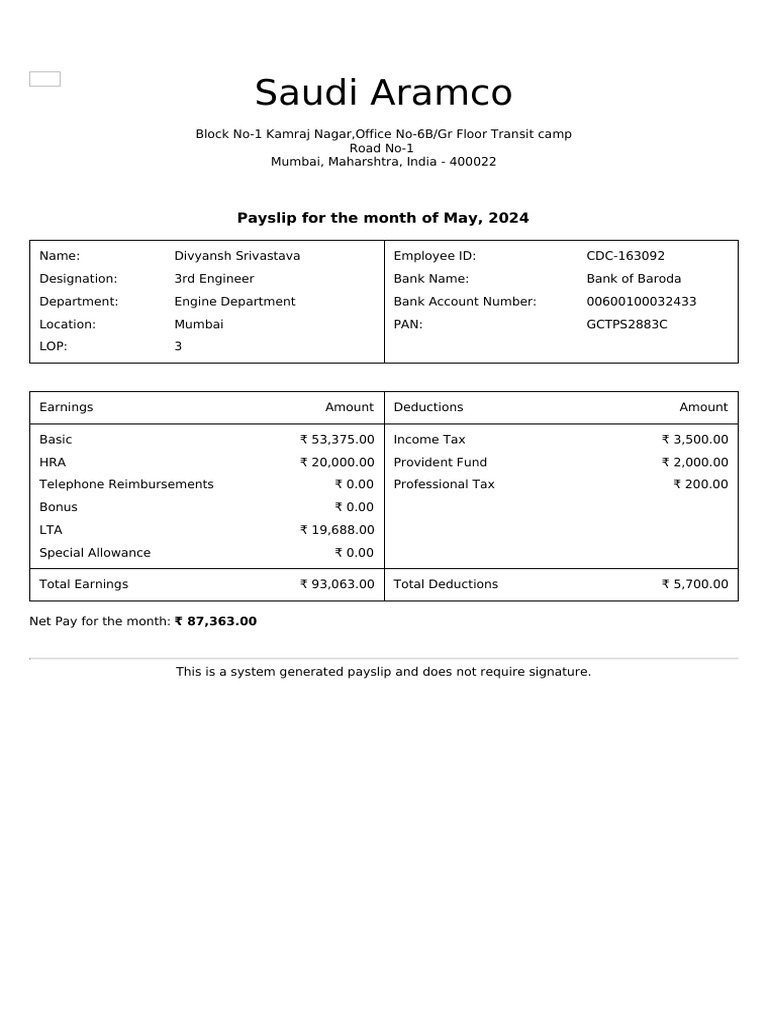 PaySlip 5 2024 | PDF