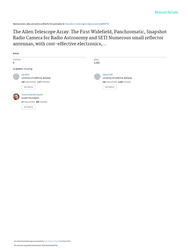 The Allen Telescope Array The First Widefield Panc | PDF