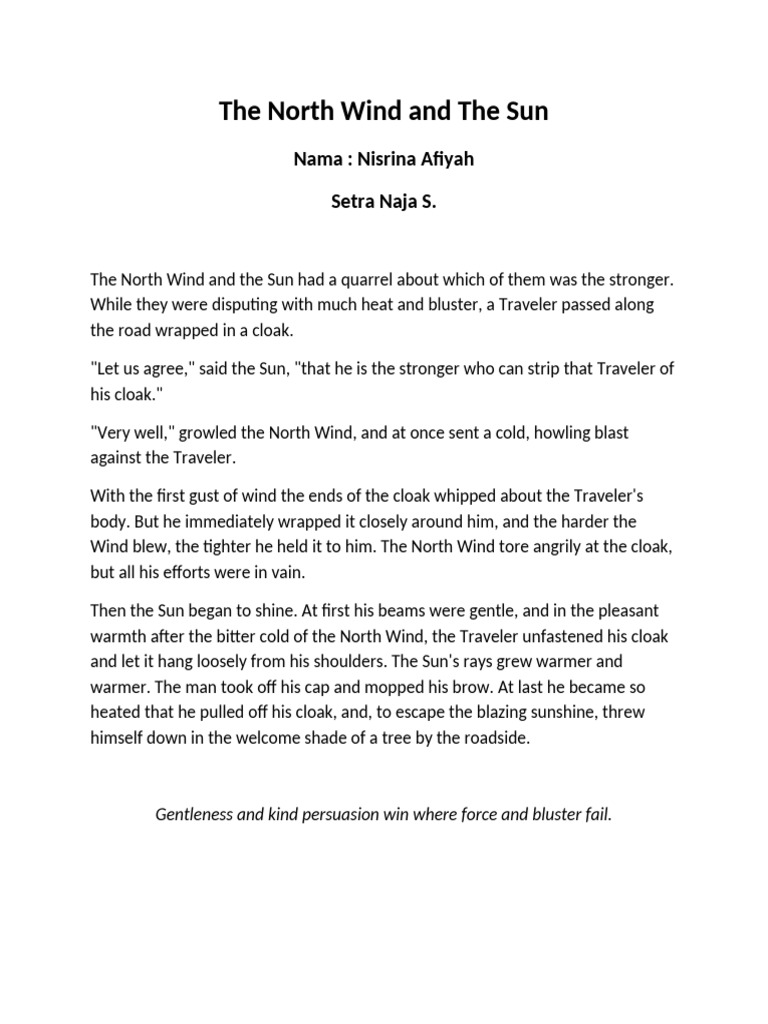 The North Wind & The Sun (1) | PDF