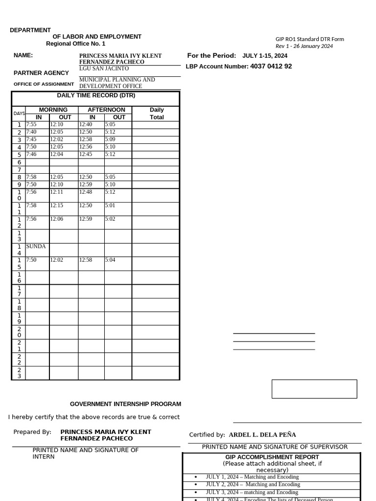 FINAL GIP RO1 STANDARD DTR FORM - 22 Jan 2024 | PDF