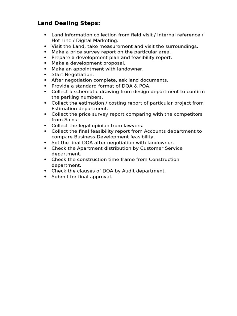 Proper Land Dealing Steps in Bti | PDF