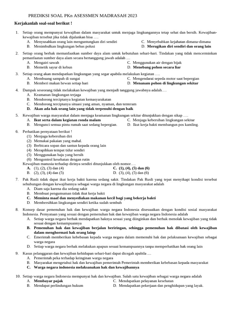 SOAL AM MAPEL PKN | PDF