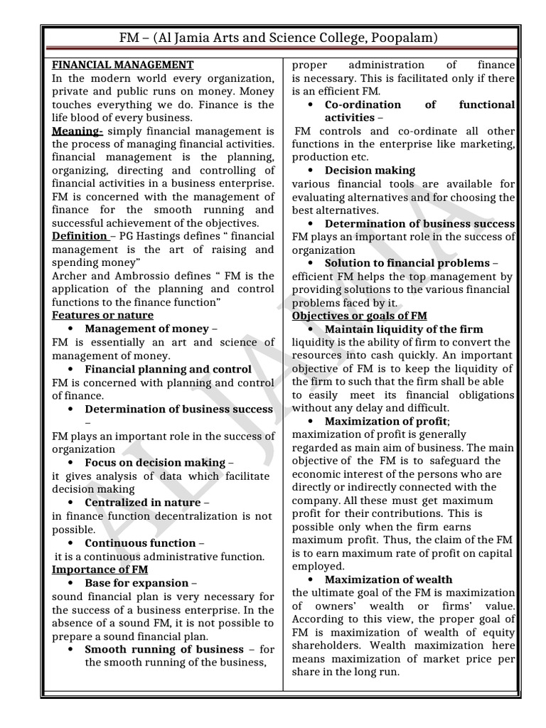 Financial Management Notes | PDF | Net Present Value | Internal Rate Of ...