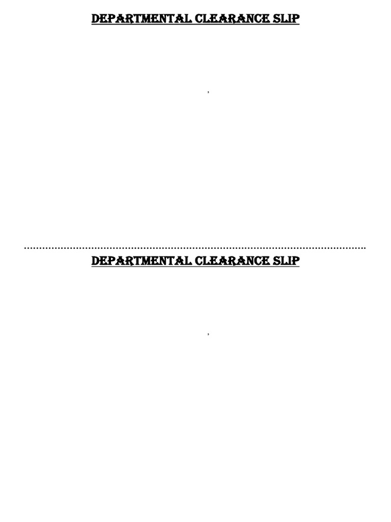 Clerance Slip Department | PDF | Career & Growth