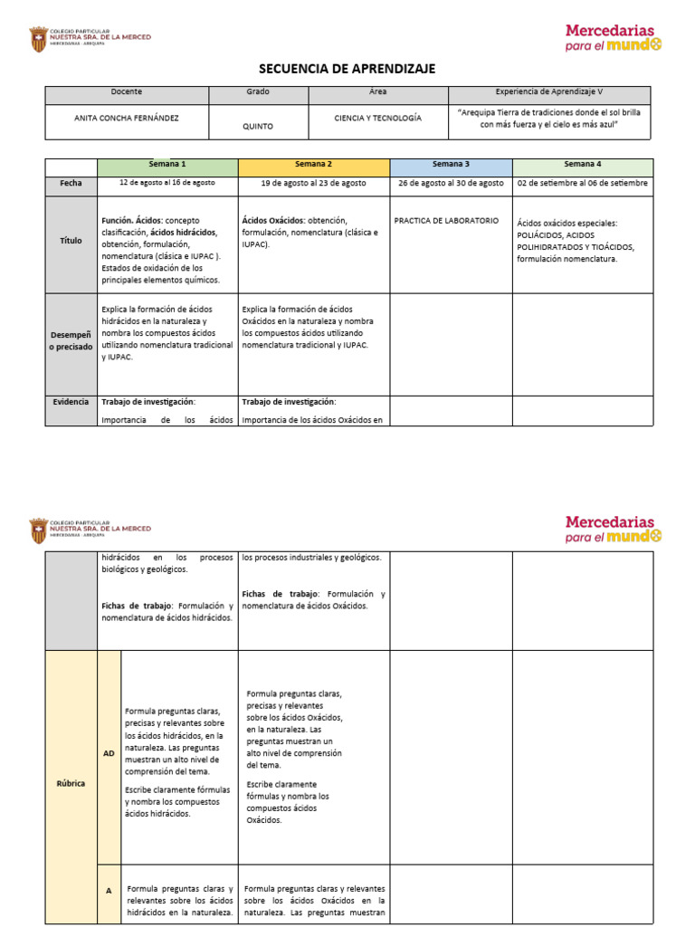 Secuendia de Actividad - C y T Quinto (Eda V) | PDF