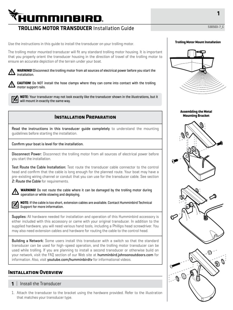 530503-7 - C Trolling Motor Transducer Assembly Installation Guide | PDF