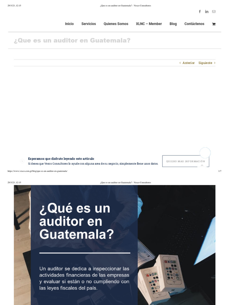 ¿Que Es Un Auditor en Guatemala - Vesco Consultores | PDF