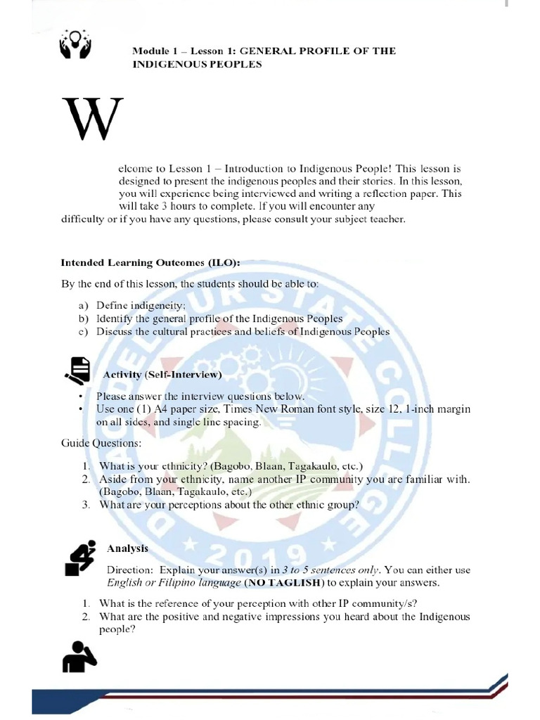 Module 1 Lesson 1 Philippine Indigenous Communities | PDF