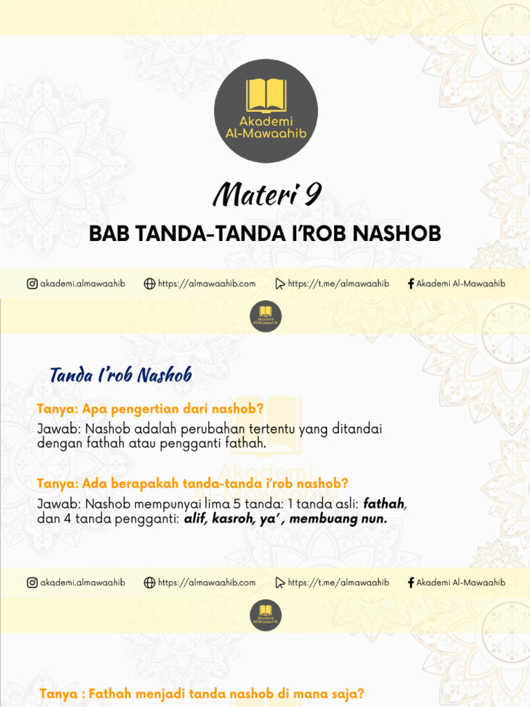 Tanda I'rob Nashob dalam Bahasa Arab | PDF