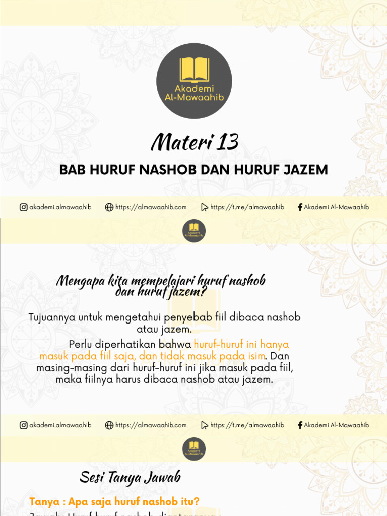 Materi 13 Bab Huruf Nashob Dan Huruf Jazem | PDF