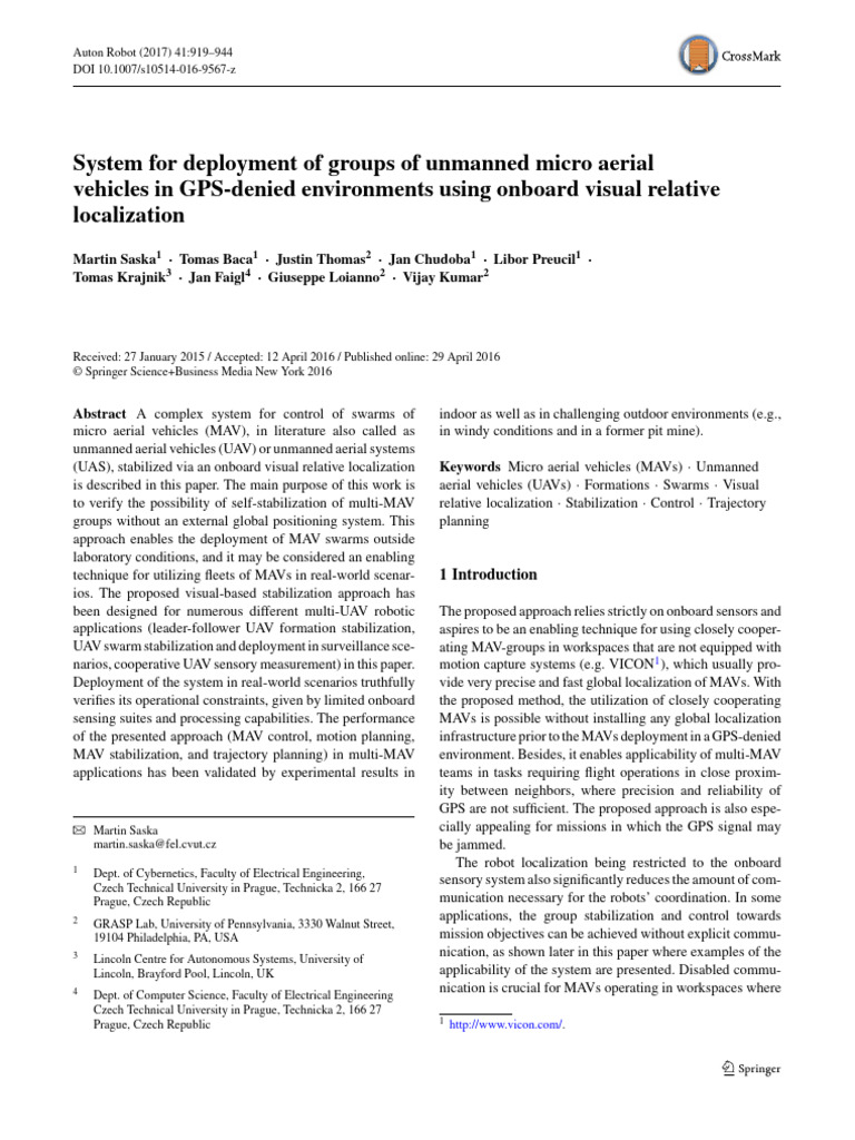 System For Deployment of Groups of Unmanned Micro Aerial Vehicles in GPS-denied Environments ...