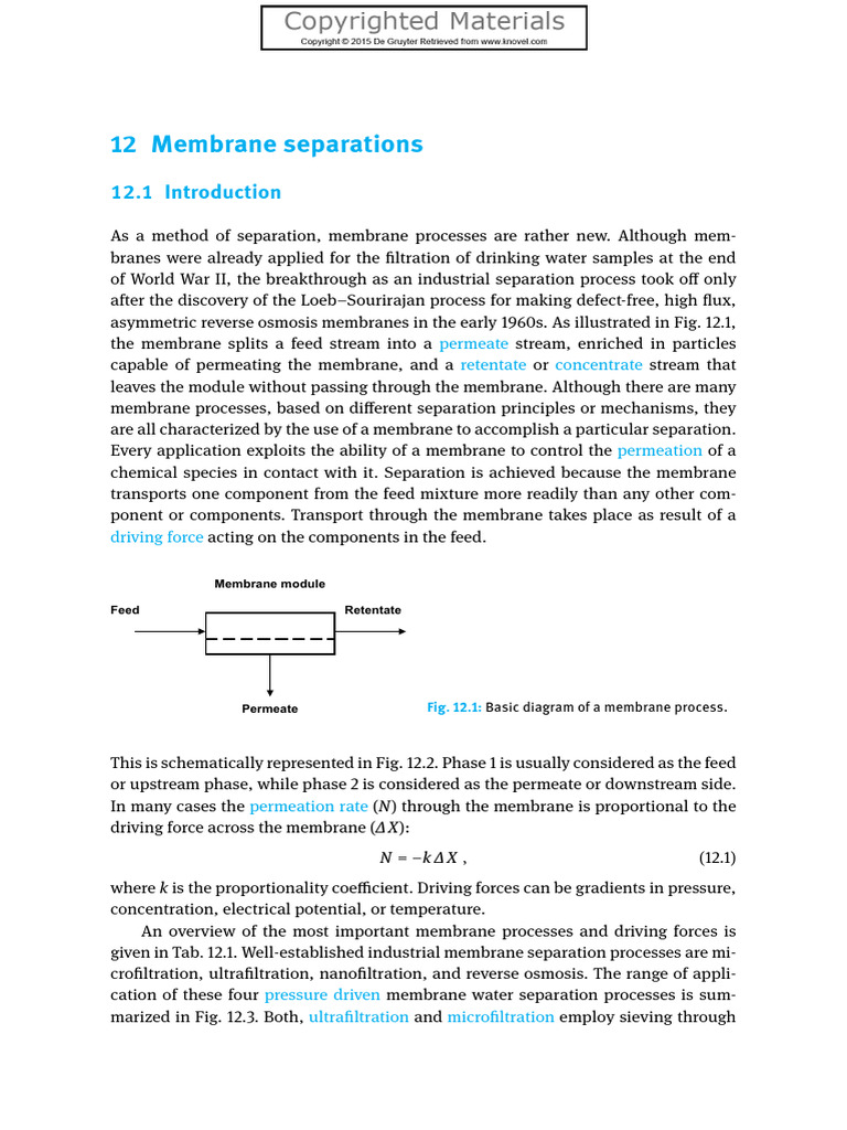 12 Membrane Separation | PDF