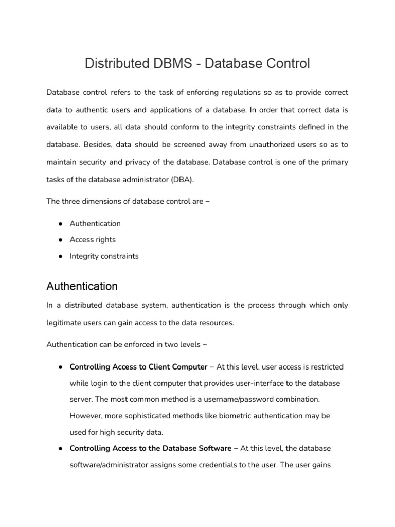 Database Control | PDF