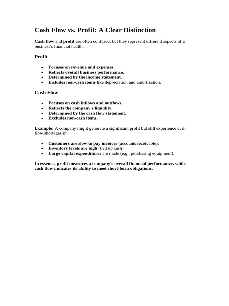Cash Flow Vs Profit | PDF