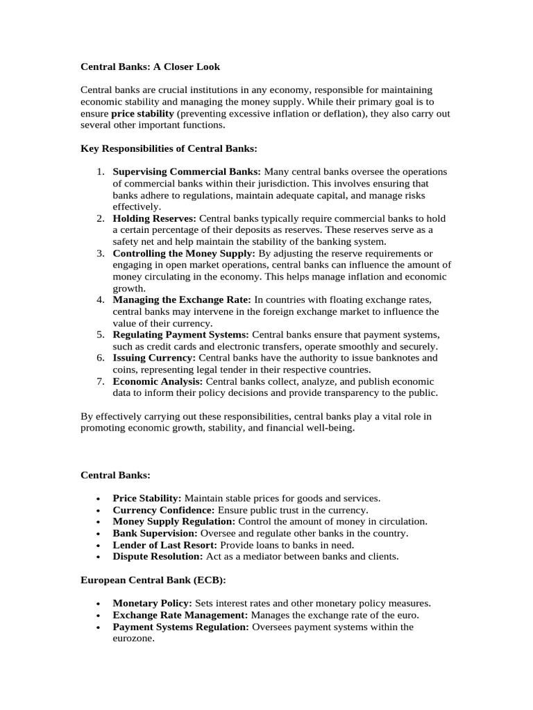 Central Banks | PDF