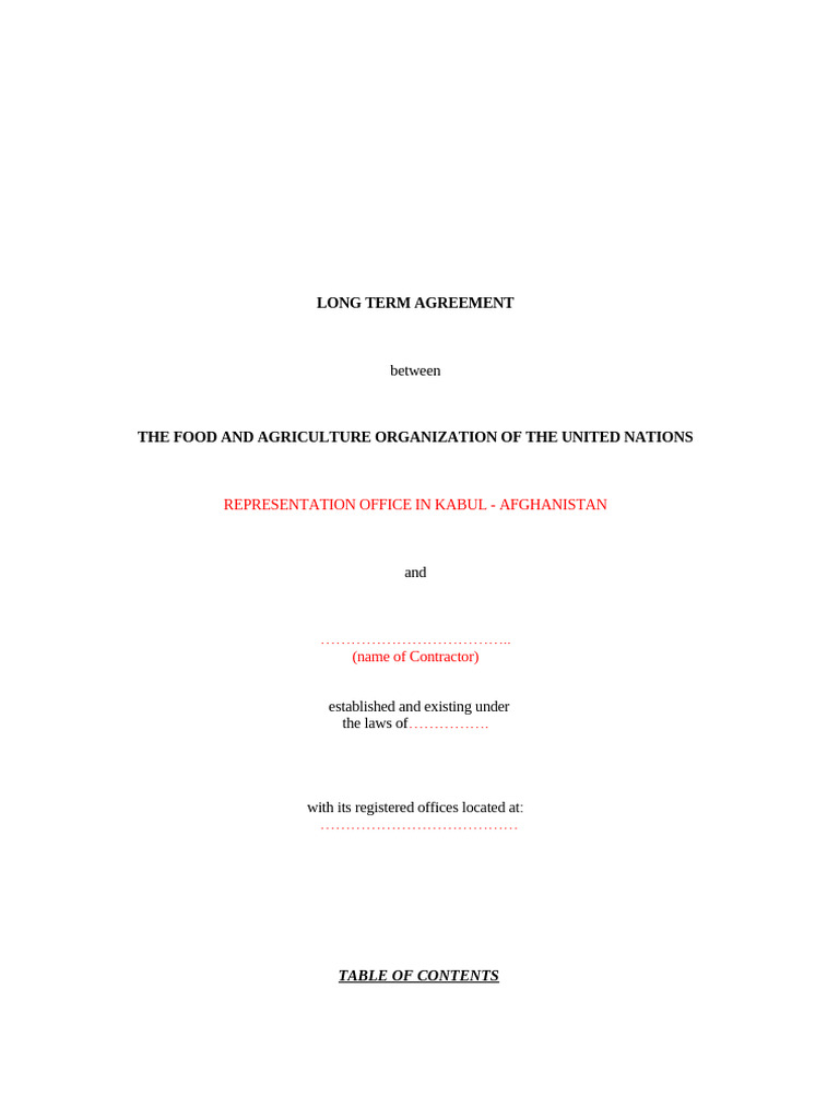 LTA - Contract Draft | PDF