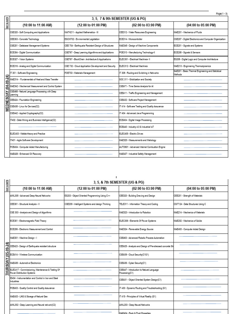 Updated Schedule - Mid-sem ( 3, 5 & 7 Sem.) Ug & Pg September , 2024 | PDF Updated Schedule - Mid-sem ( 3, 5 & 7 Sem.) Ug & Pg September , 2024 | PDF