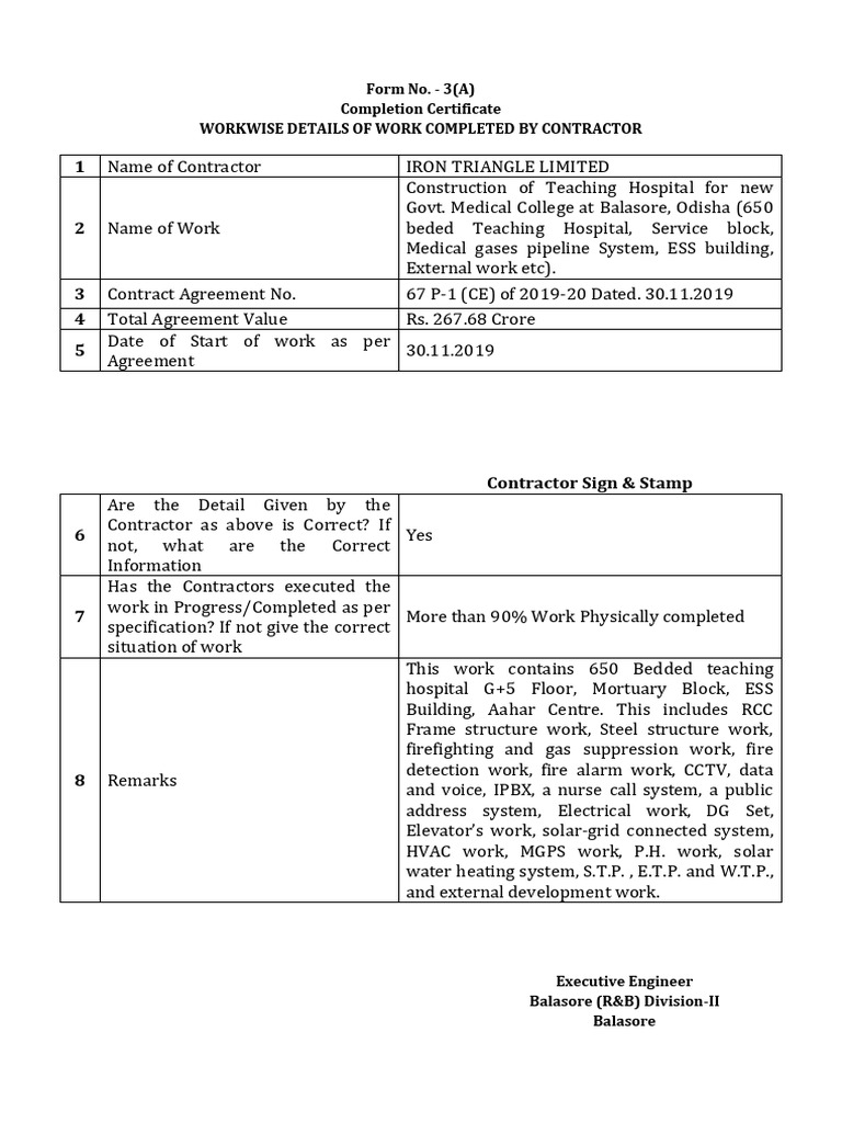 Form 3A - Hospital Building 650 Bad BalasoreR4 | PDF