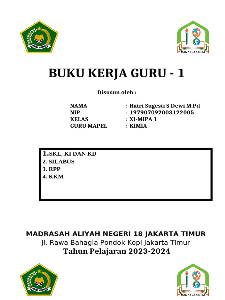 Cover Buku Kerja Guru 1, 2, 3, 4 | PDF
