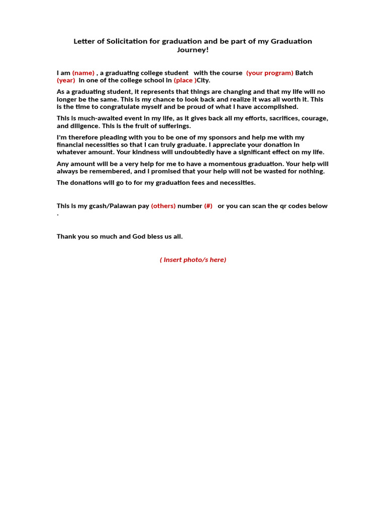 Letter of Solicitation For Graduation | PDF | Career & Growth | Self ...