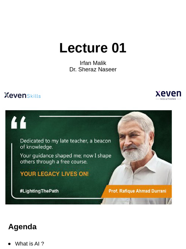 Lecture 01 - Introduction to AI | PDF