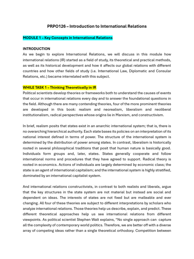 International Relations | PDF