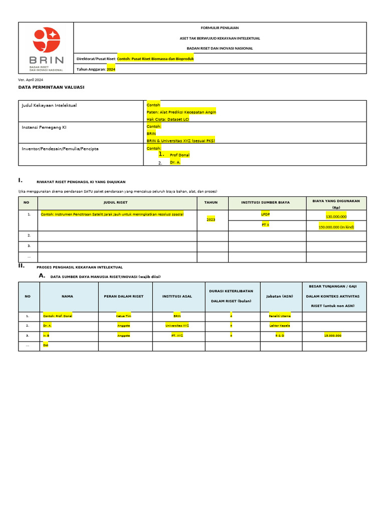 5. Formulir Penilaian ATB KI_BRIN Versi April 2024 | PDF