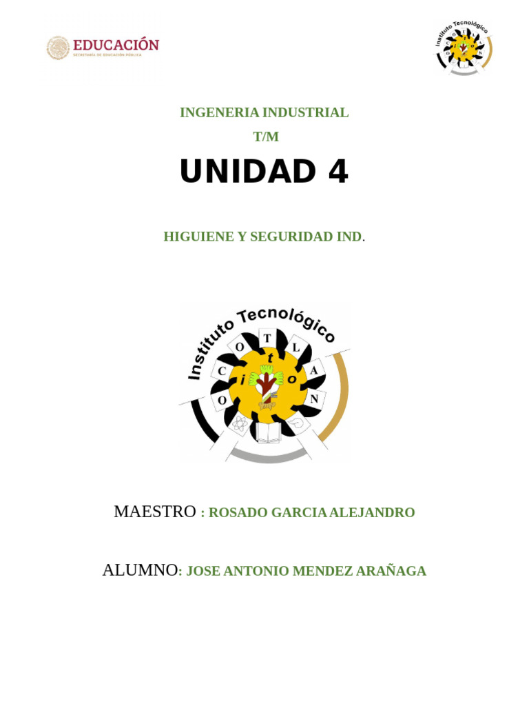 Higuiene e Seguridad - Un4 - Jose Antonio | PDF | Riesgo