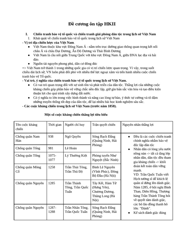 Bản Sao Của Đề Cương Sử HKII | PDF