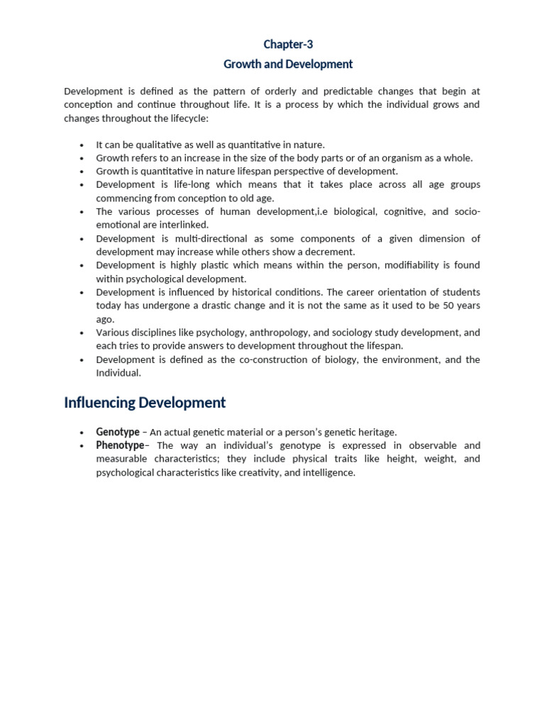 Chapter-4 Human Development | PDF | Adolescence | Developmental Psychology