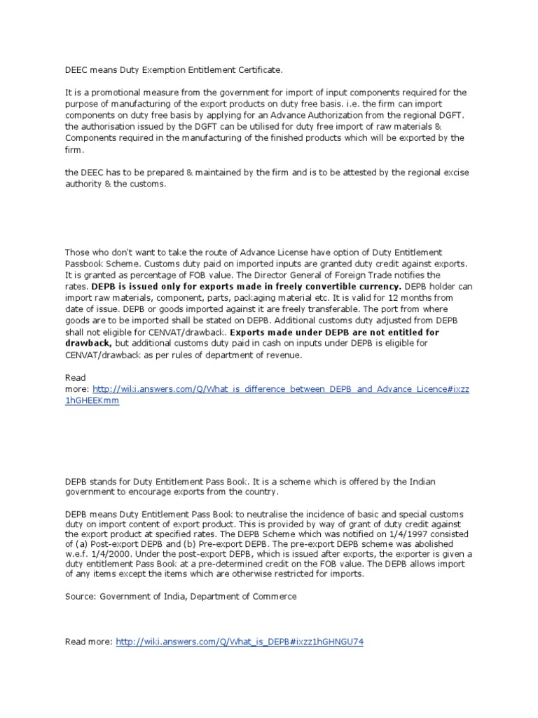 Deec Depb | PDF | International Trade | Government