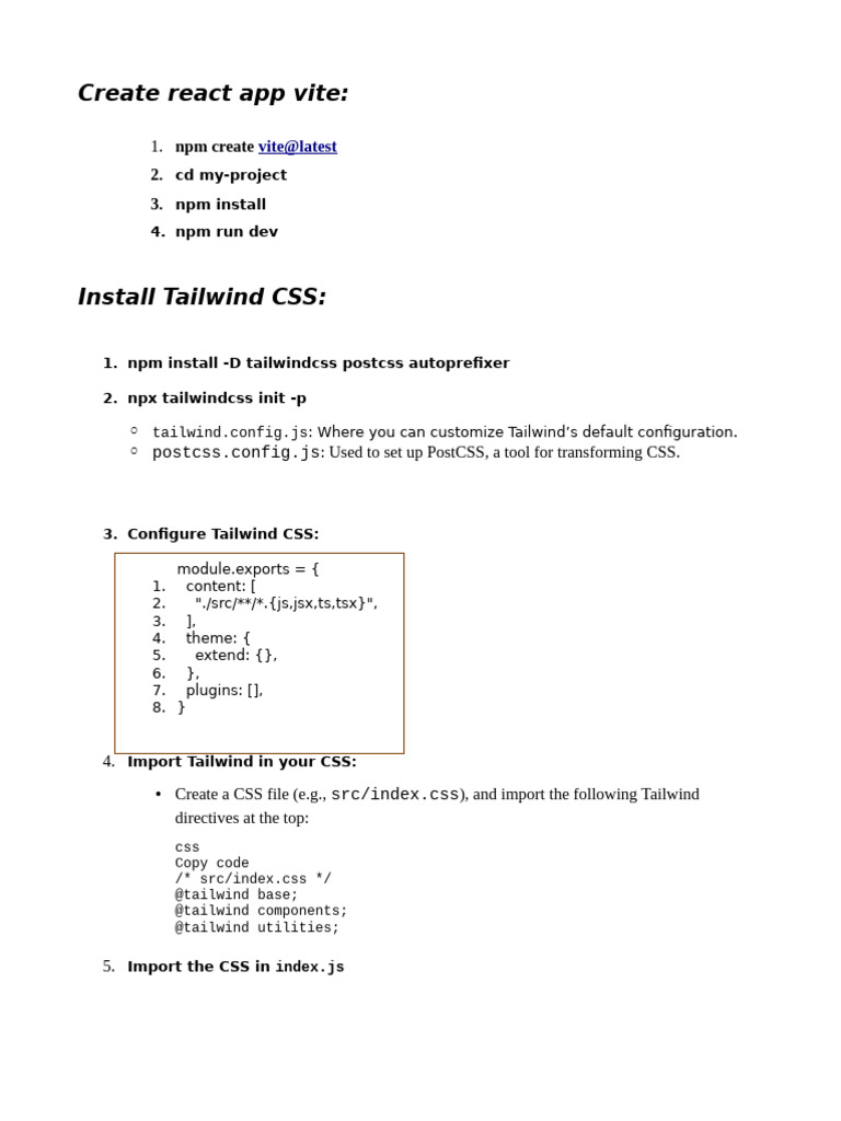 React Tailwindcss | PDF