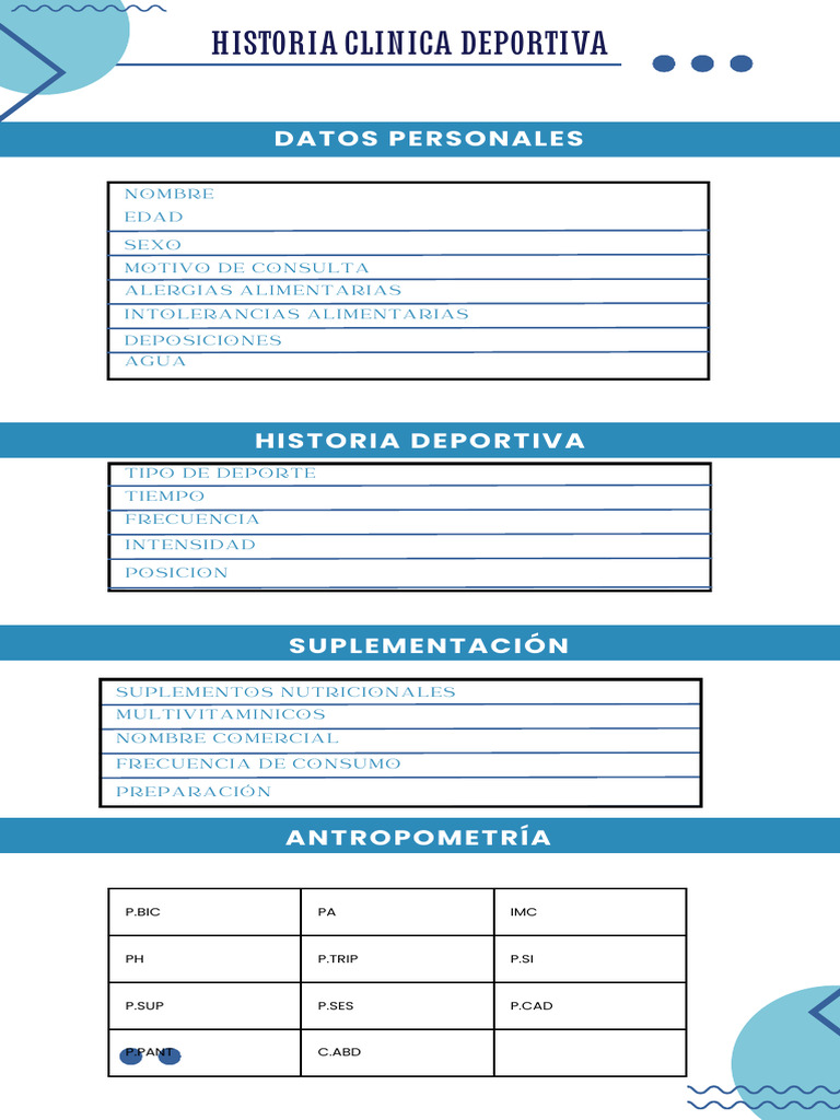 Historia Clínica Deportiva Detallada Pdf