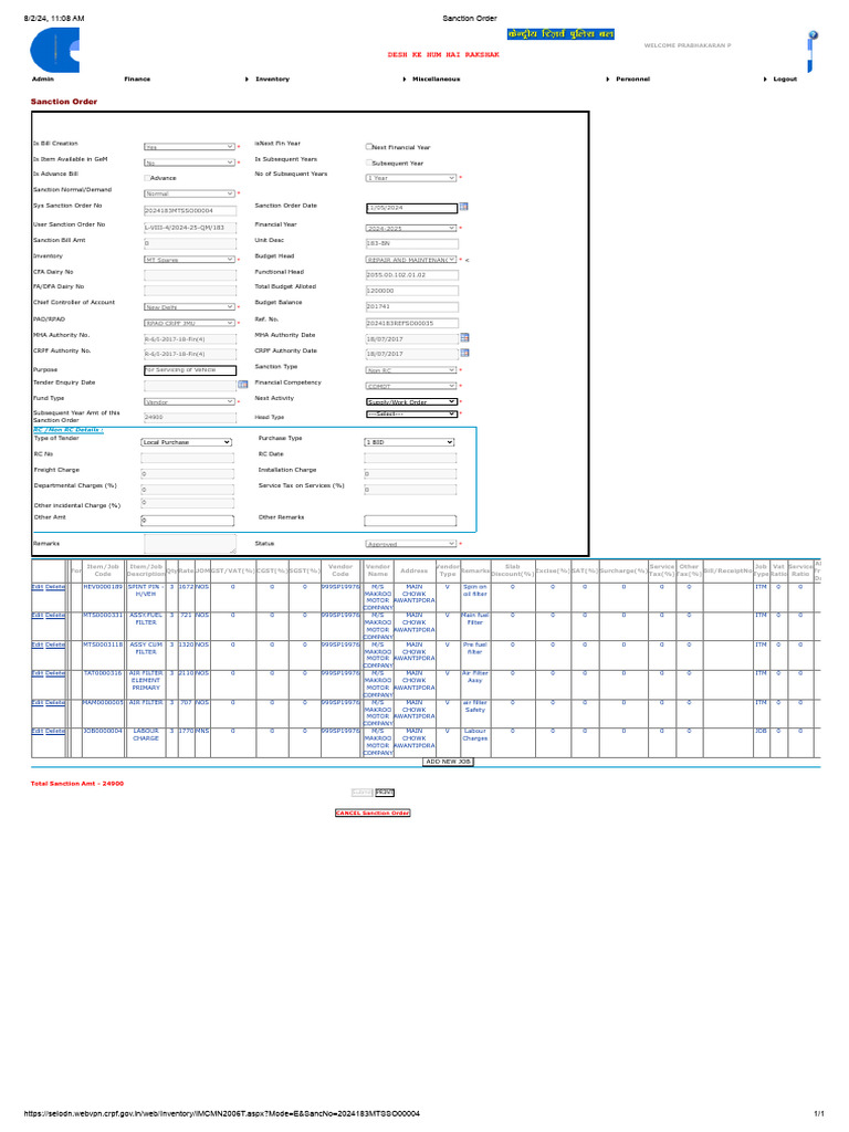 Sanction Order | PDF