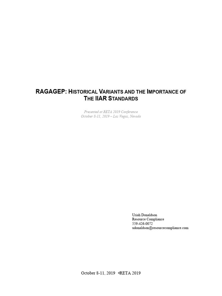 Technical Paper 2019 RAGAGEP Historical Variants and The Importance of ...