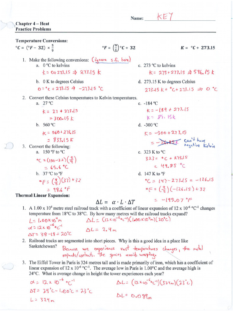 B. Heat Physics Practice Problem Solutions | PDF