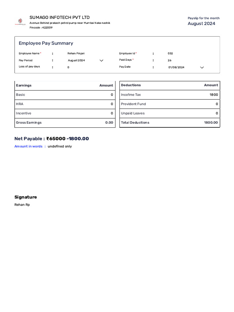 Free Payslip Generator Online - Create Custom Payslips | PDF