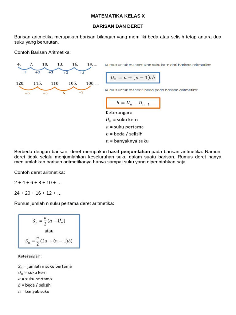MTK Kelas X.1 - Barisan Dan Deret | PDF