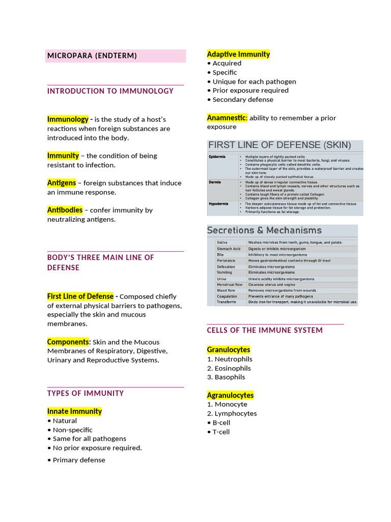 IMMUNOLOGY.NOTES | PDF