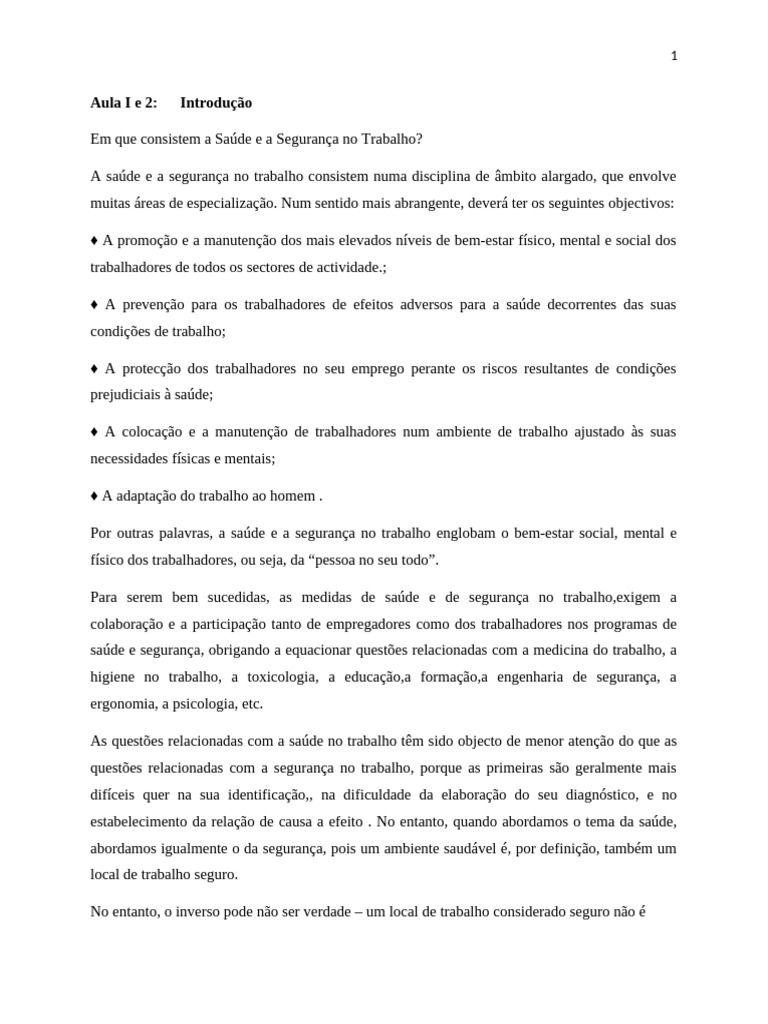 SHST 2024 Aula 1 e 2 | PDF